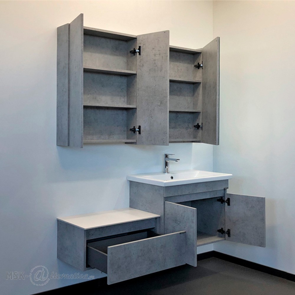 Зеркало-шкаф Comforty Осло 70 бетон светлый - купить в магазине ...